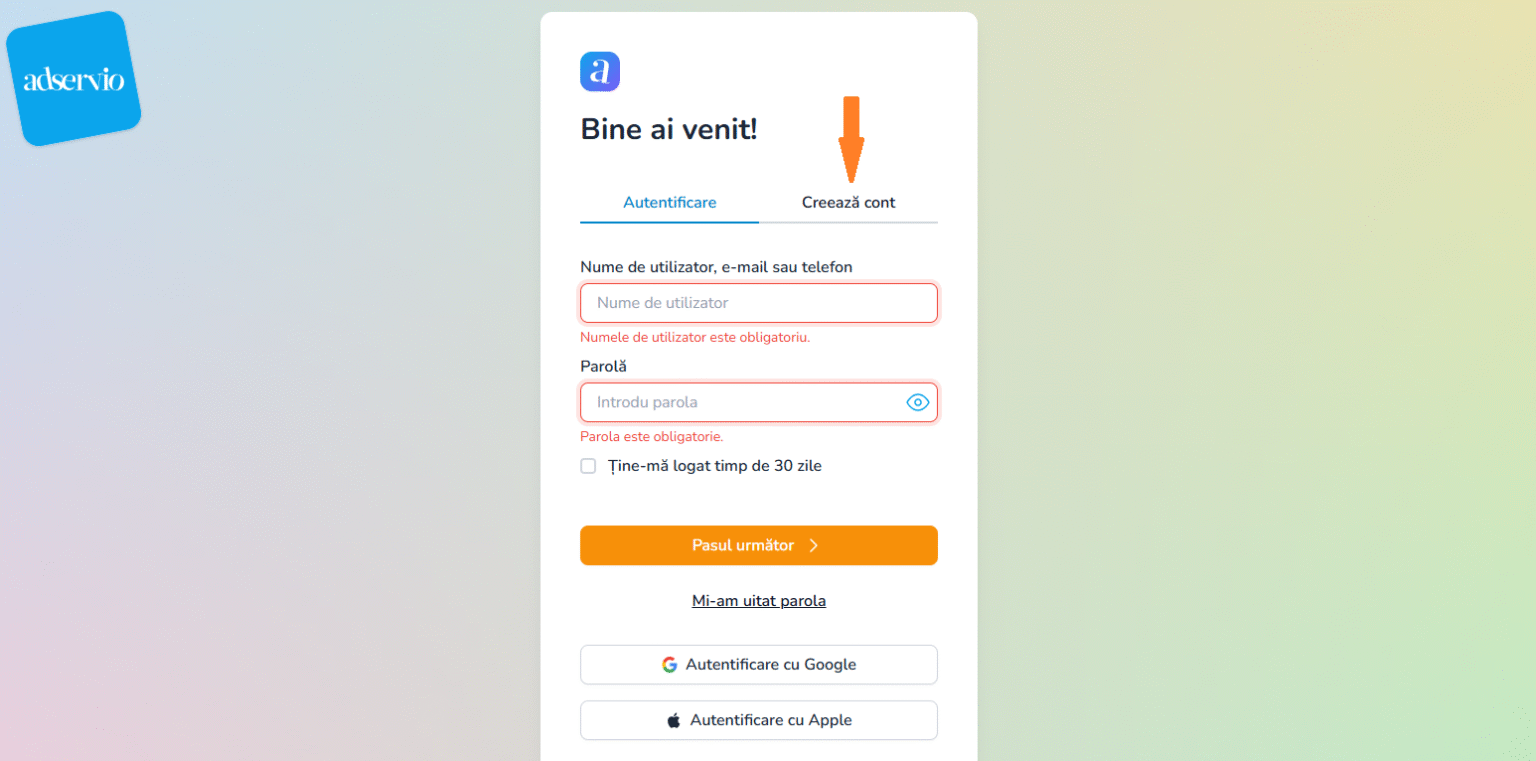 Cum îmi creez cont de student în Adservio? - Manual web - Adservio ...